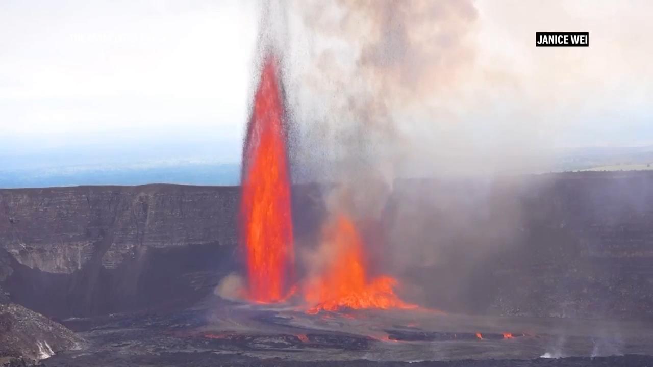 Video captures people watching lava fountain shoot up from Hawaii's ...