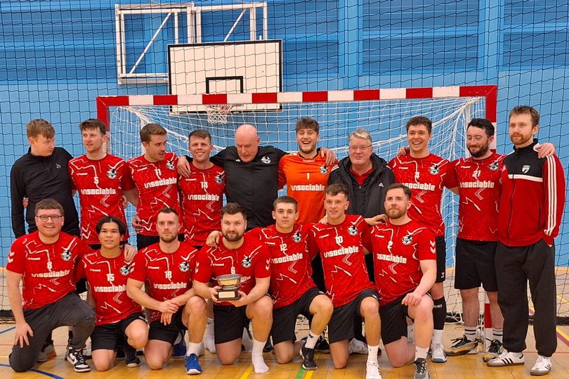 East Kilbride Handball Club celebrating after landing first title in 40 ...