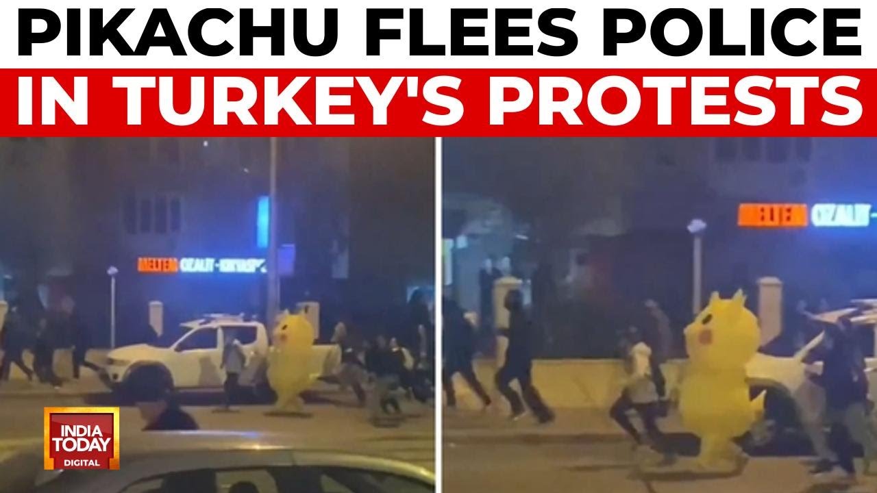 Pikachu flees police during protests against Erdogan regime in Turkey