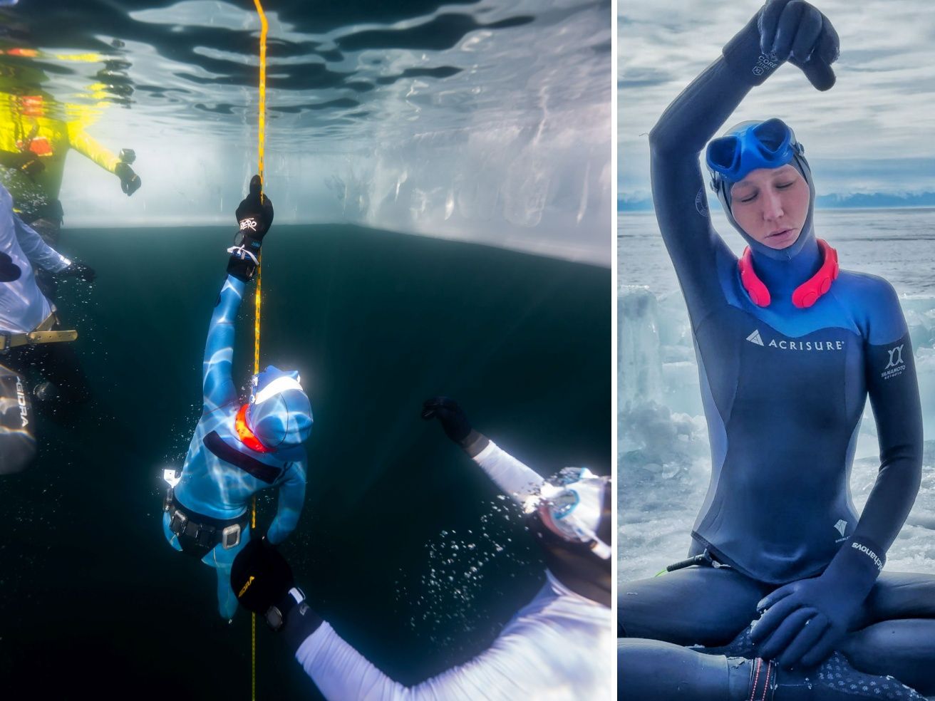 In apnea a 55 metri di profondità nel lago ghiacciato. Il record di ...