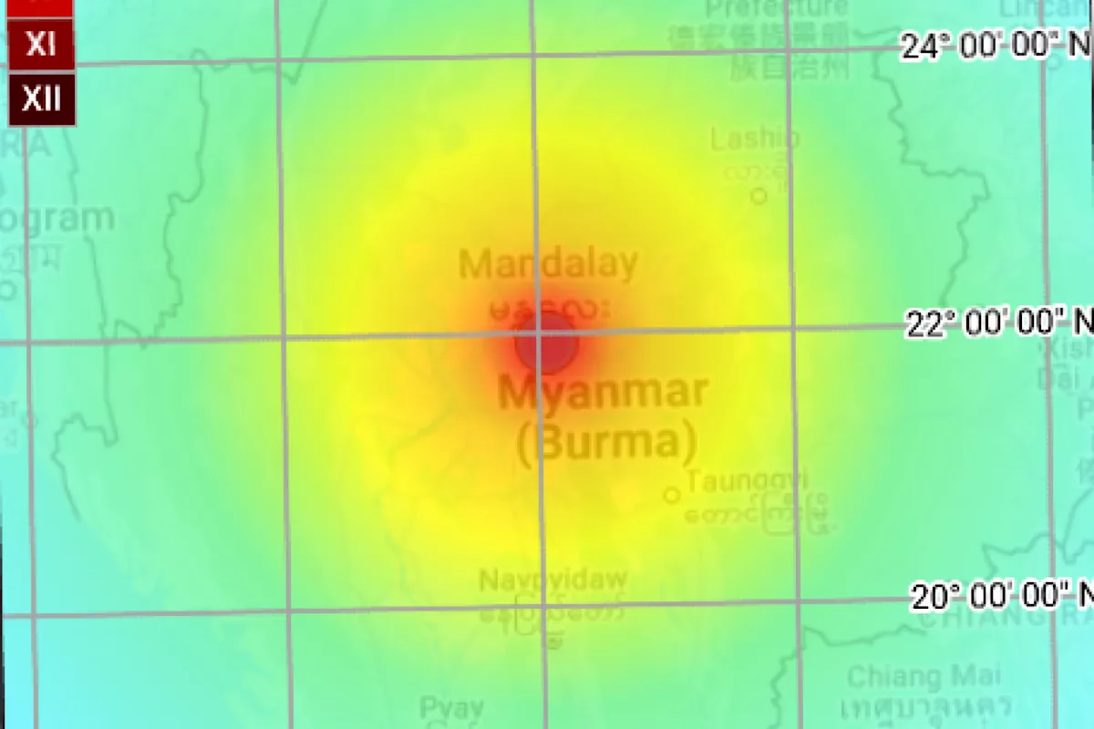 Earthquake of magnitude 7.2 jolts Myanmar