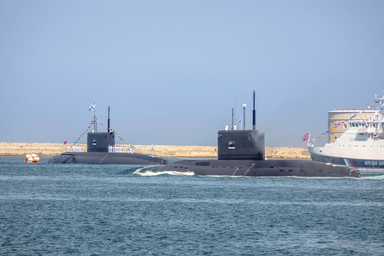 A Russian Kilo II Submarine Launches Kalibr Missiles Near Japan