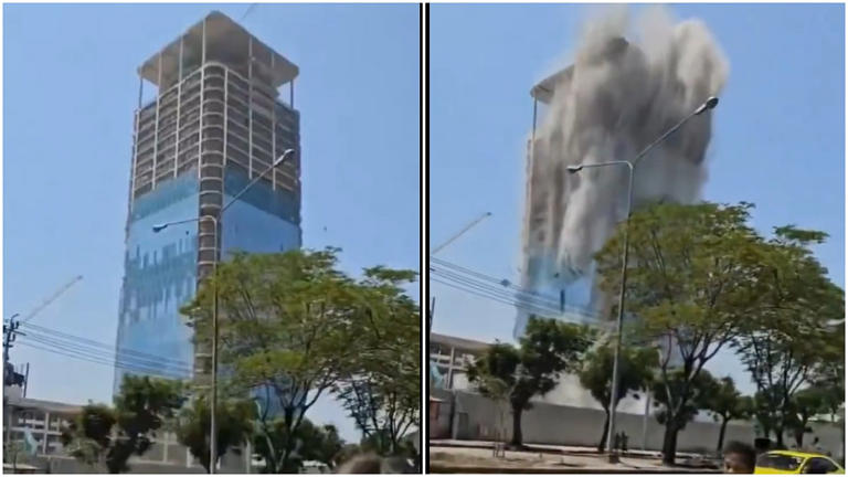 Dramatic Visuals Of High-Rise Building Collapsing In Bangkok Surface As 2 Massive Earthquakes ...