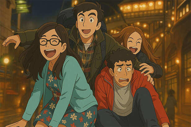 Iconic Bollywood scenes in Ghibli-style created by AI