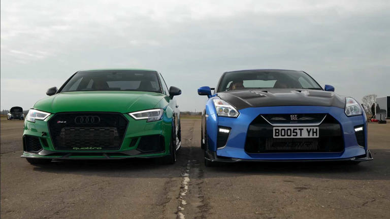 Watch This GT-R Bully Its 700-HP ‘Little Brother’ In A Family Drag Race