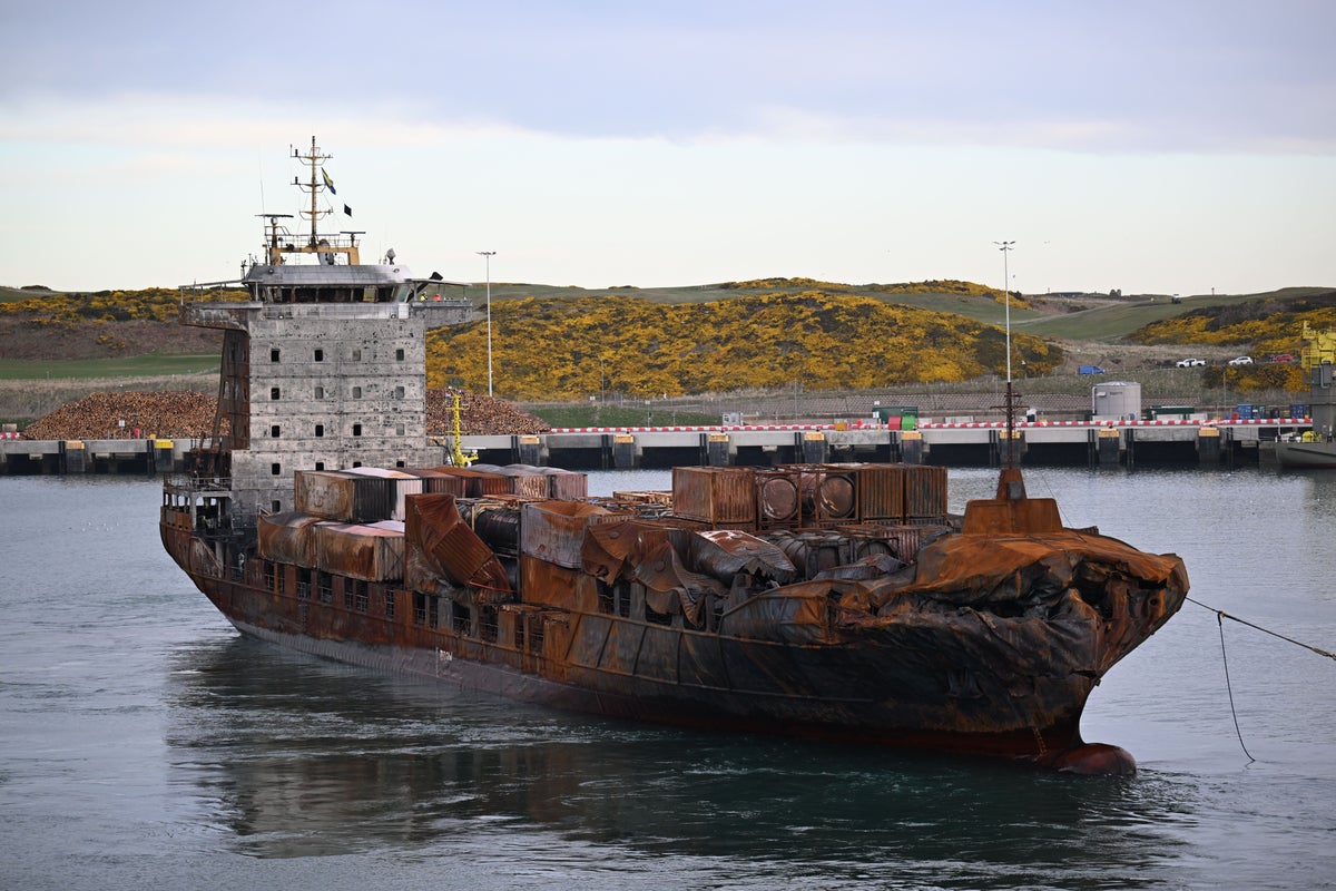 Container ship damaged in North Sea collision arrives in Port of Aberdeen