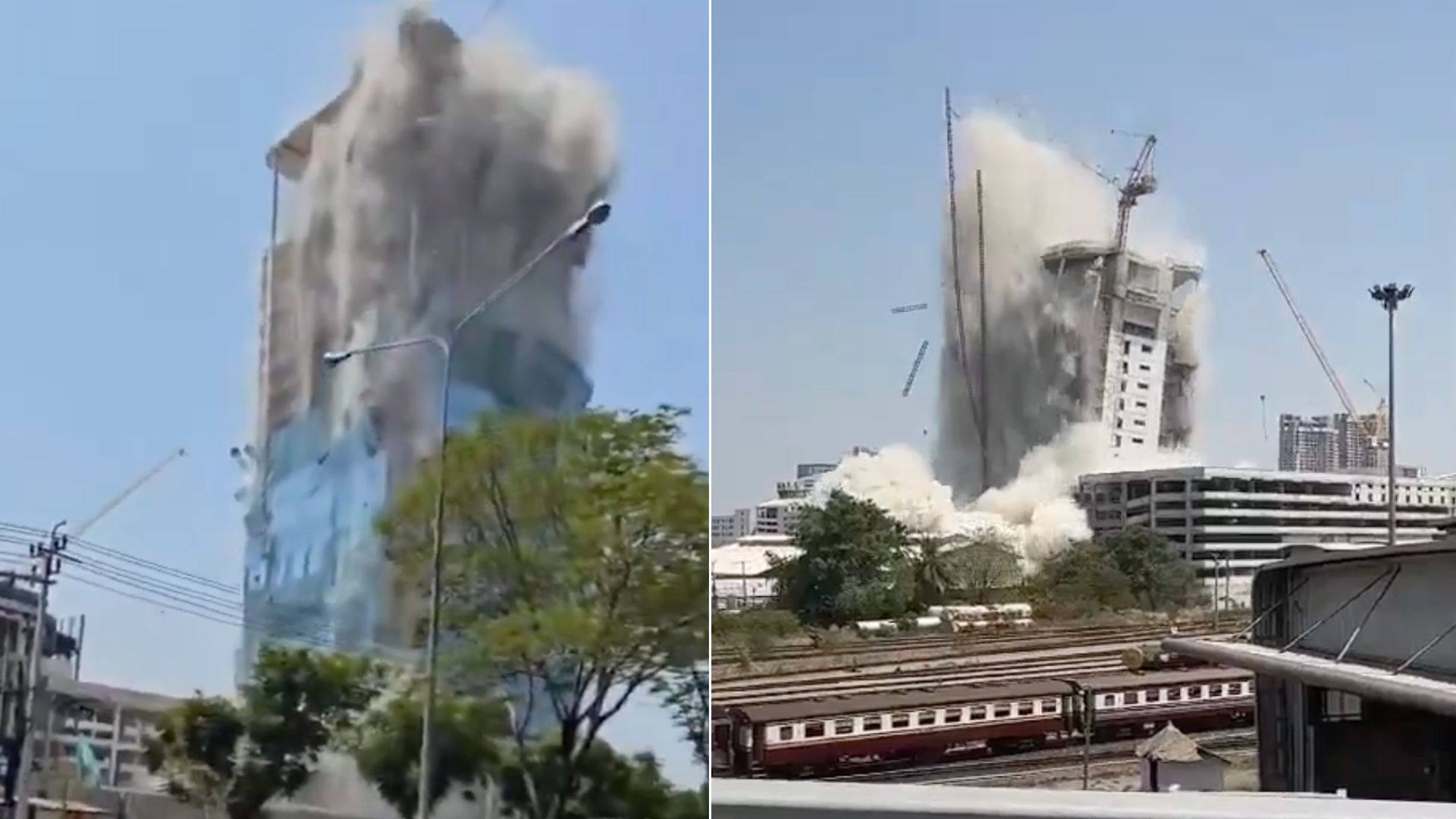 Video: Skyscraper falls like a house of cards after powerful earthquake ...