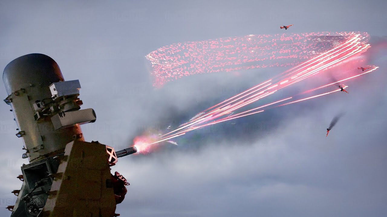 Firing the US $20 million Gatling gun at night