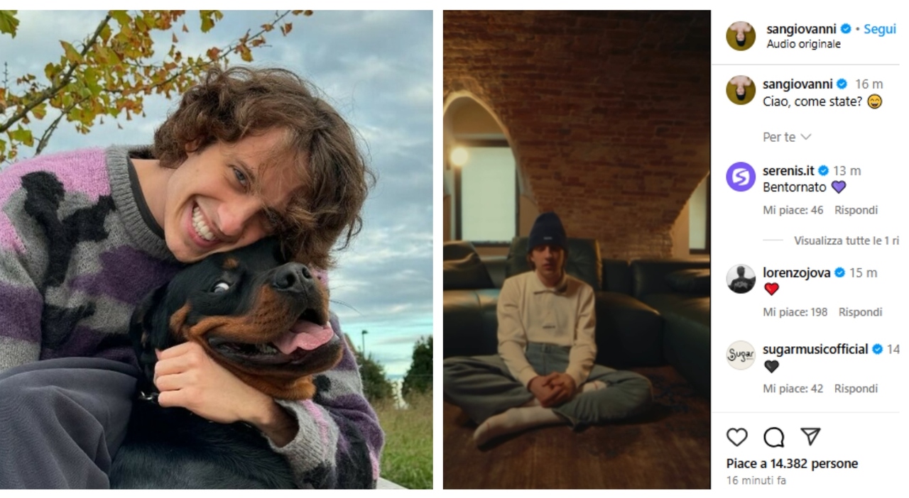 Sangiovanni annuncia il ritorno, il video sui social: «Ora sto meglio, grazie a chi mi è stato ...