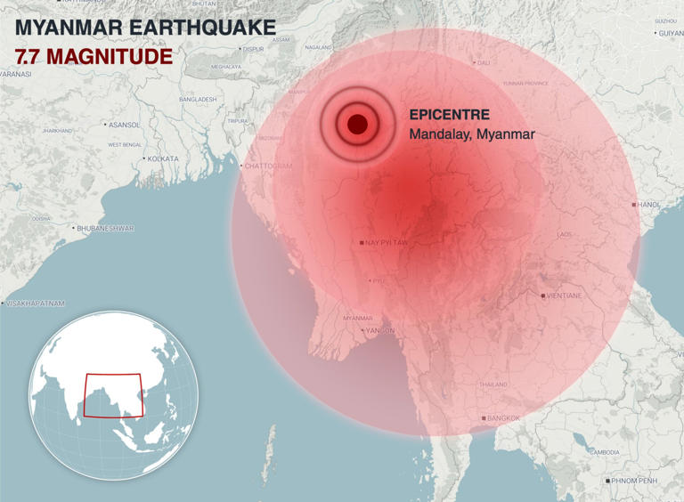 Map shows devastating scale of 7.7-magnitude earthquake that’s hit ...