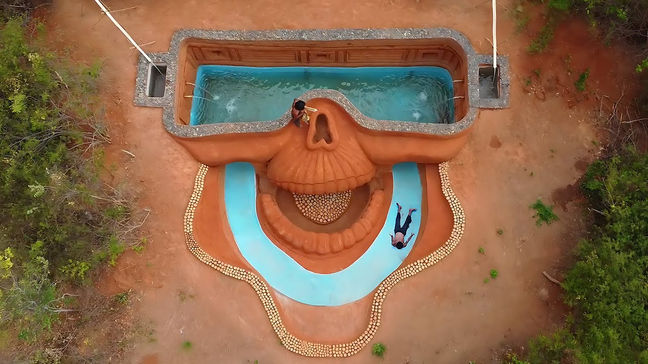 Epic Forest Survival – $1M Ghost Pool & Waterslide in 99 Days