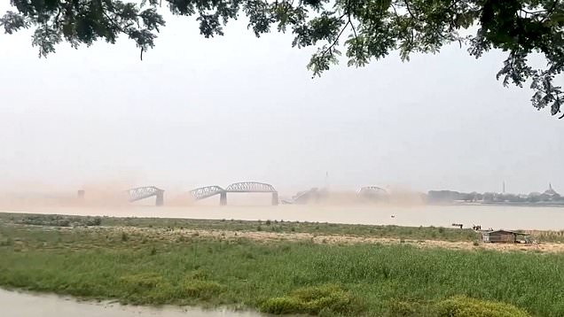 Footage shows collapsed bridge and destroyed temple in Myanmar