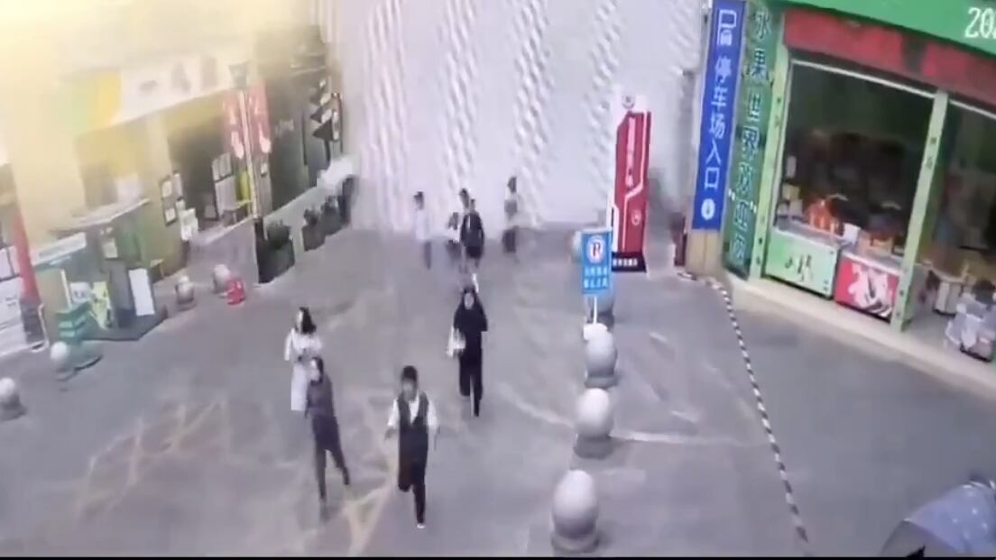 WATCH: Rooftop Pool Water Explodes Onto Streets After Quake