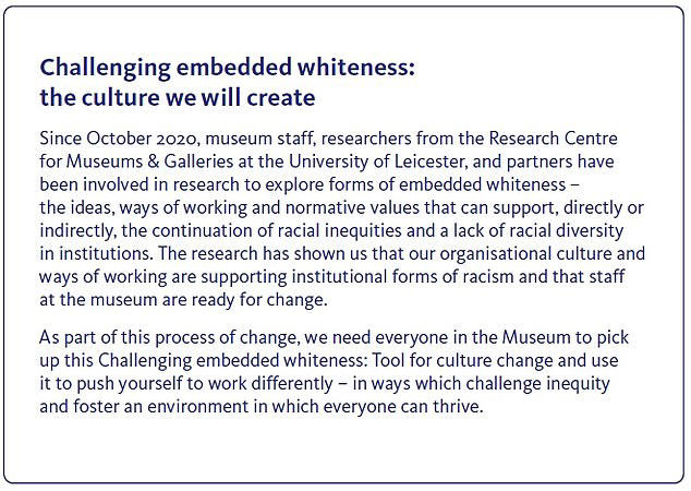 London Museum urges staff to challenge problem of 'whiteness'