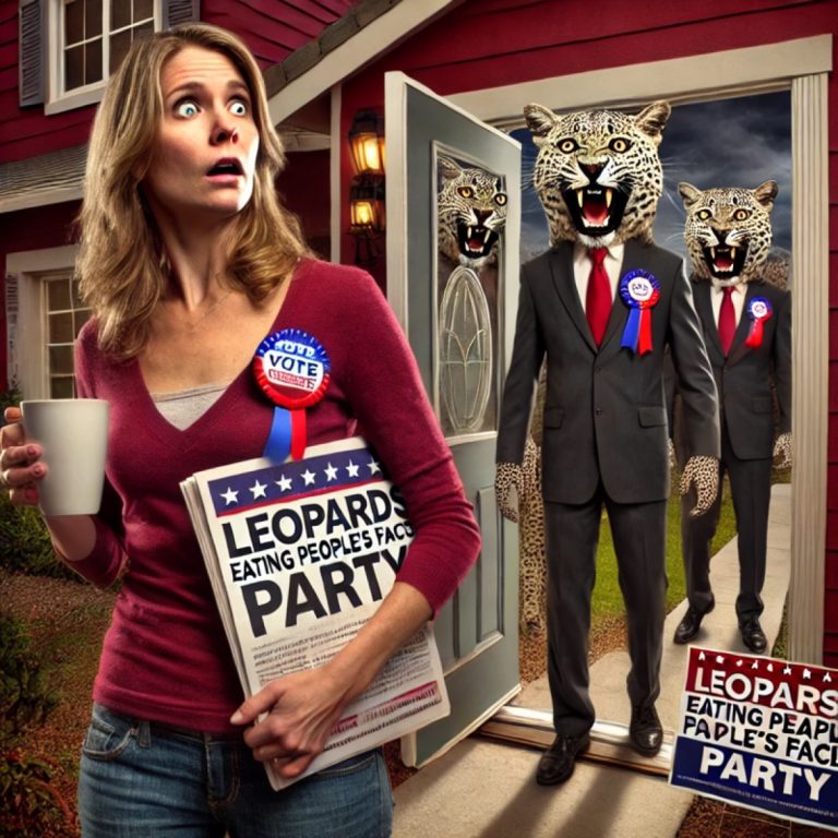 Leopards Eating People's Faces Party voter SHOCKED when face eaten