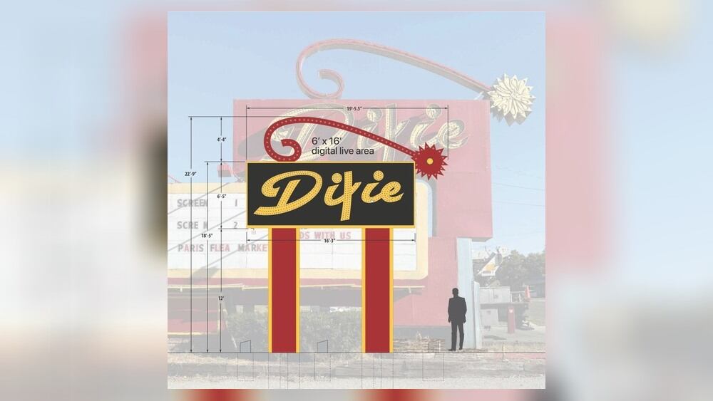 Drive-in reveals new sign after original lost to wind storms