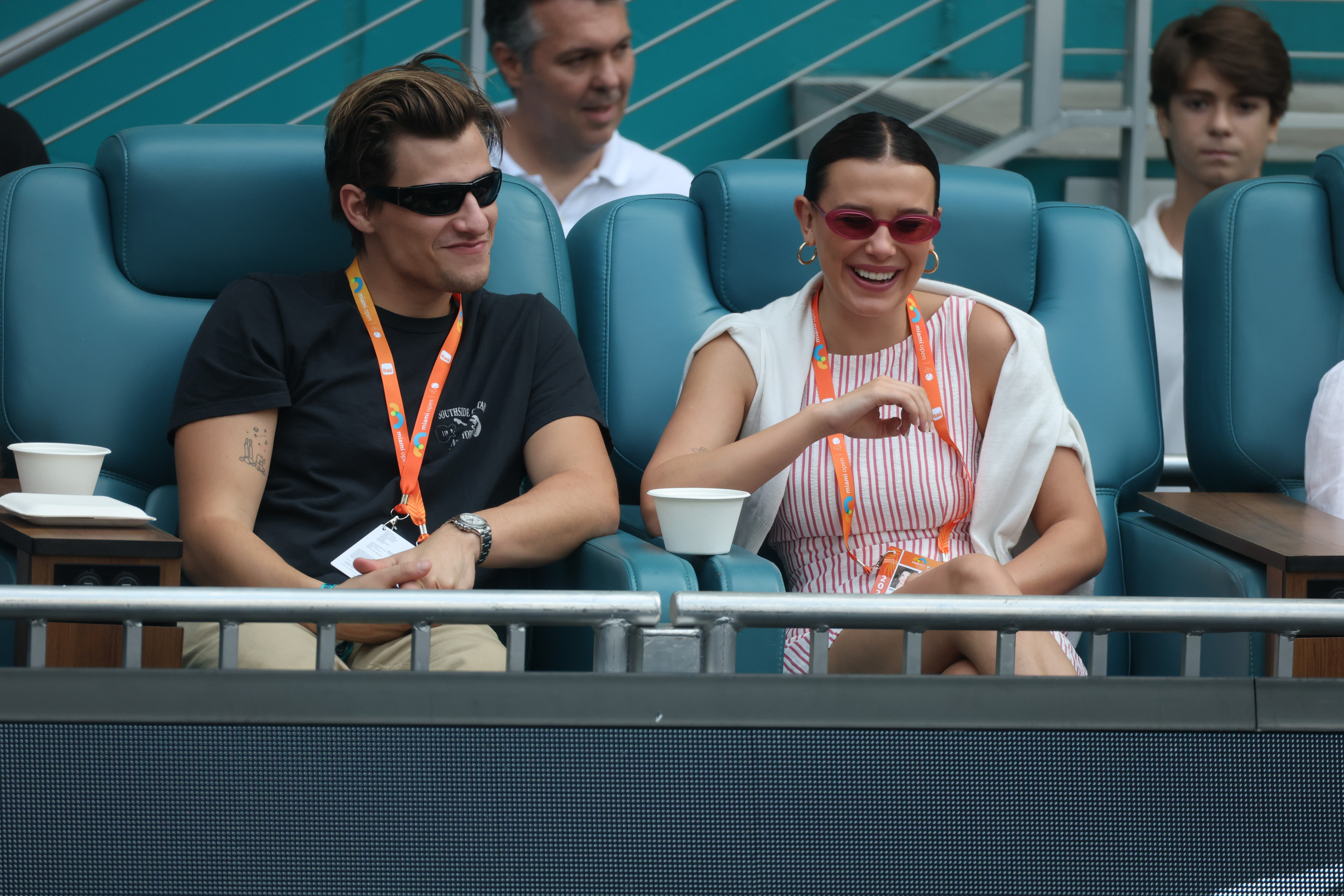 Millie Bobby Brown and Jake Bongiovi have awkward PDA moment in front ...