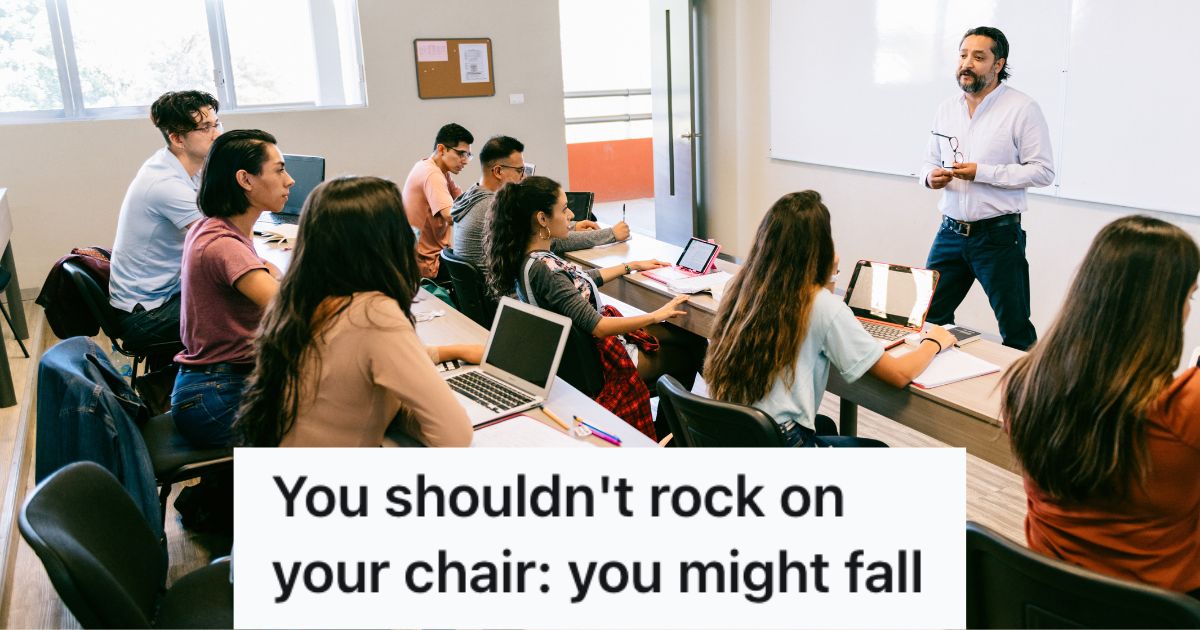 Annoying Classmate Kept Rocking His Chair And Leaning On Student’s Desk ...