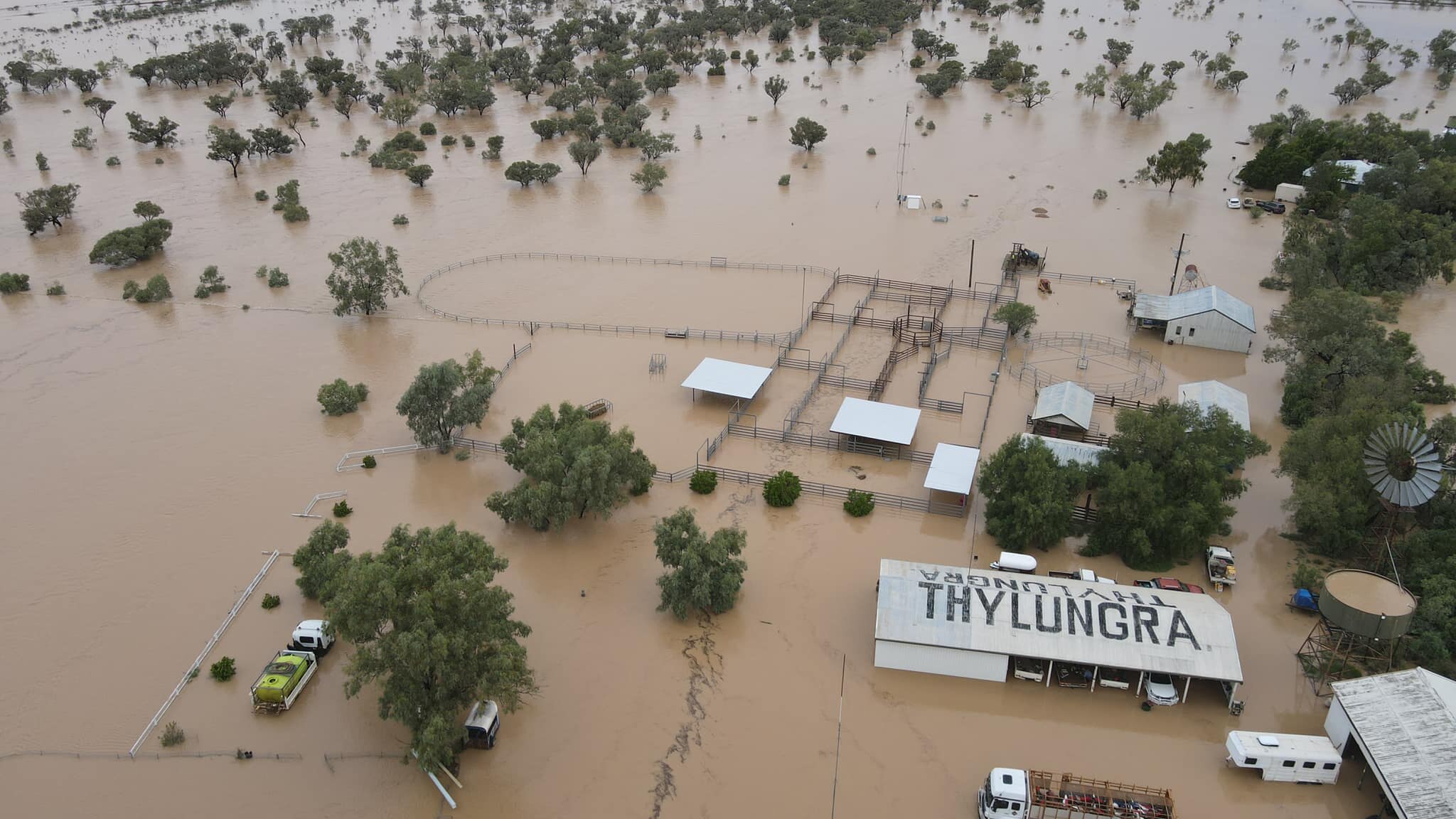 Record-breaking floods inundate outback Qld and rivers could peak again