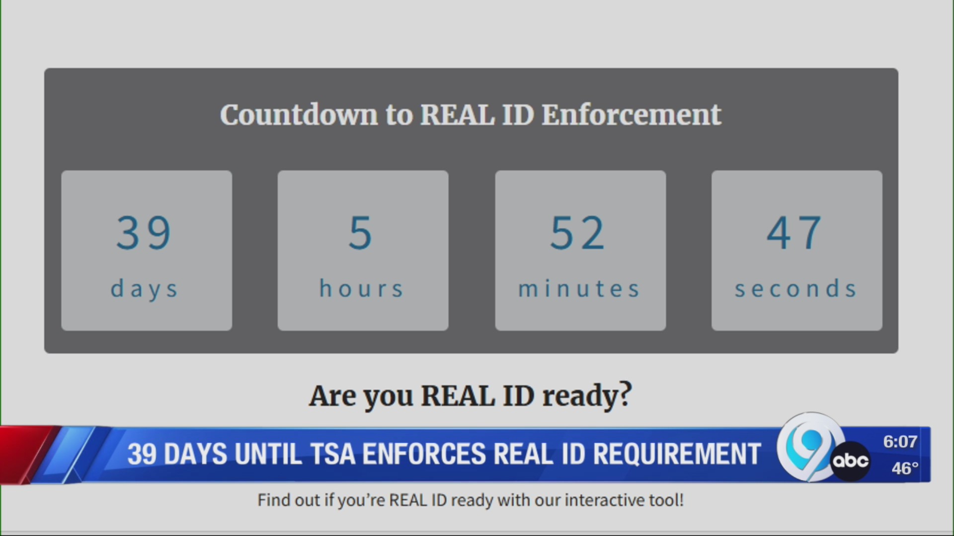 39 days until TSA enforces Real ID requirement
