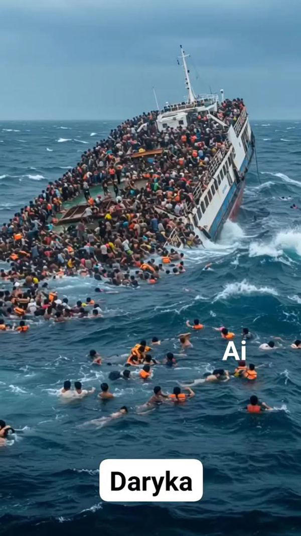Video showing hundreds of people trapped on sinking ship cropped to ...