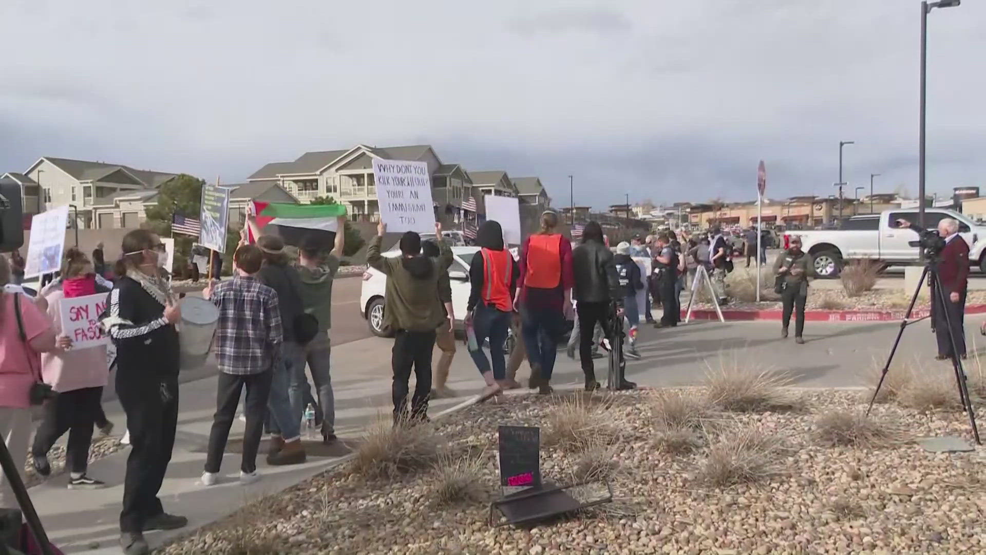 Protesters clash outside Colorado GOP event