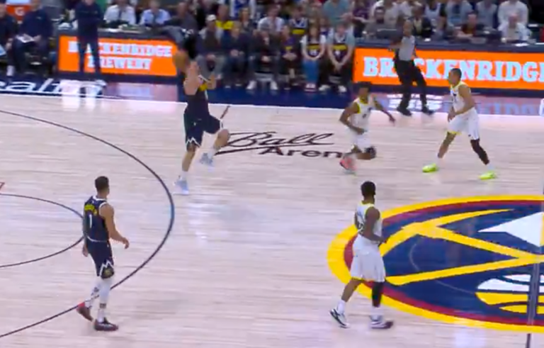 Nikola Jokic hits surreal one-handed shot at halftime buzzer for his ...