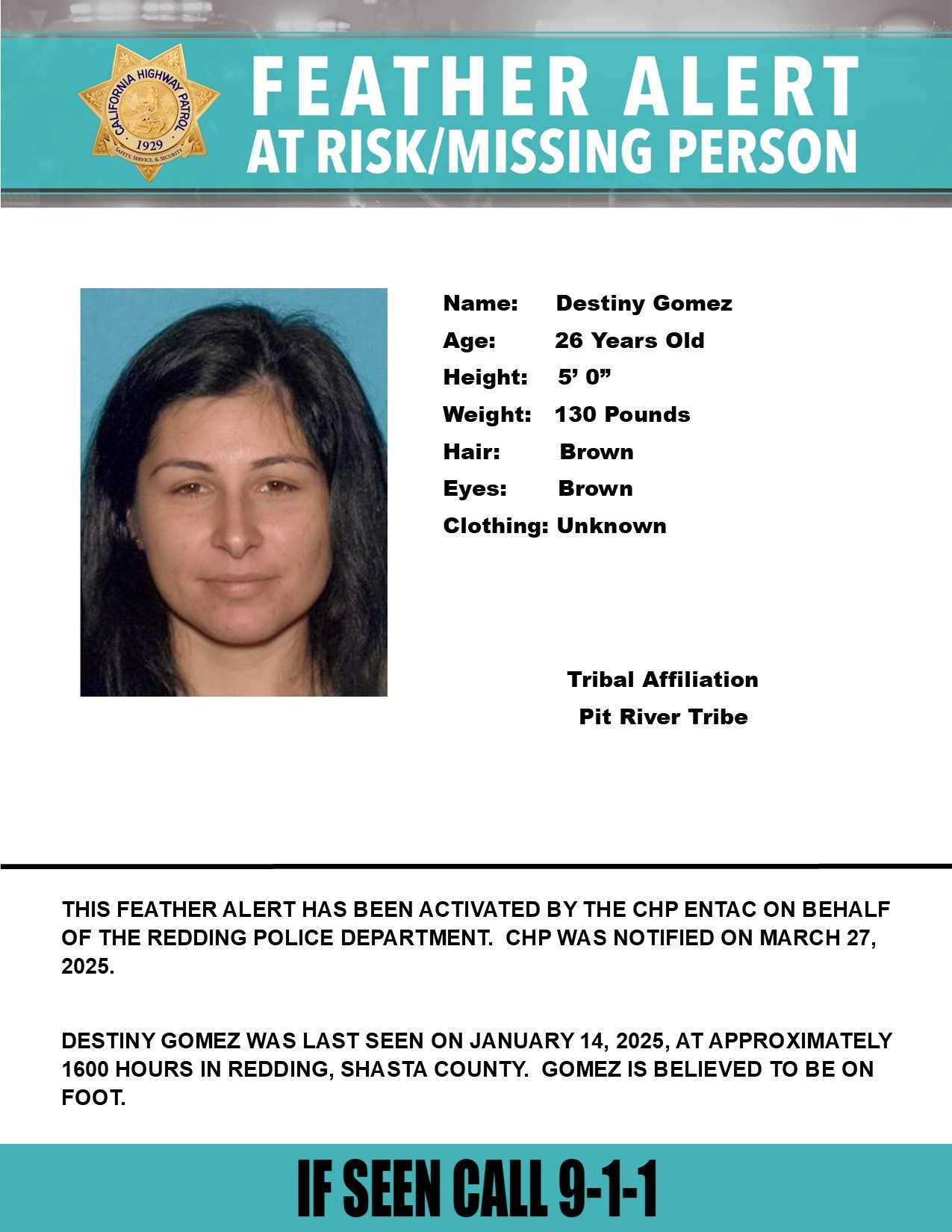 Feather Alert issued for woman believed to be in Bay Area