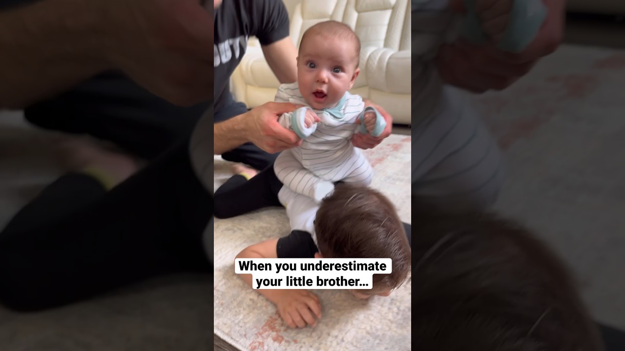 Underestimating baby brother leads to hilarious wrestling moment
