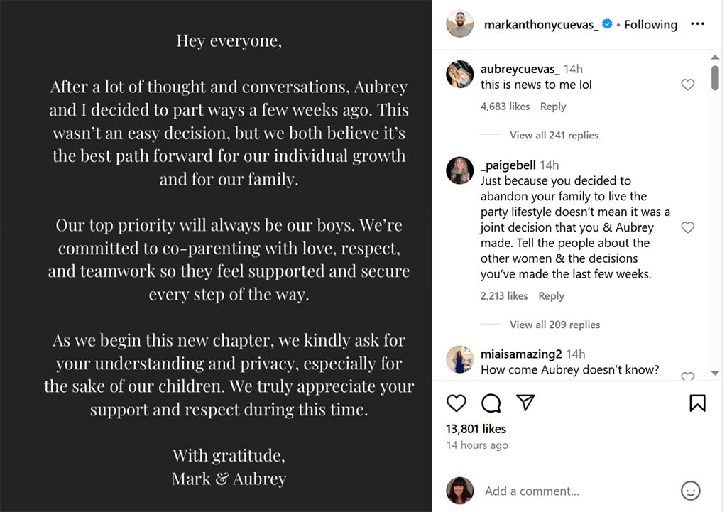 Love Is Blind Alum Mark Cuevas' Wife Aubrey Rainey Blindsided by Split