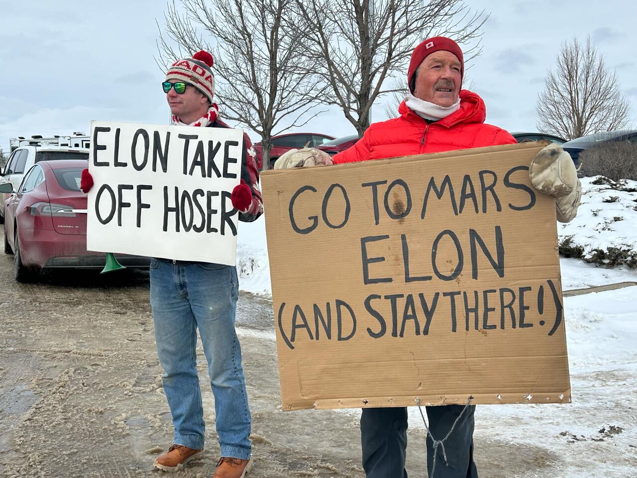 Anger at Trump ally Elon Musk sparks protest at Saskatoon Tesla dealership