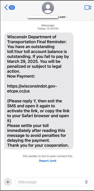 Wisconsin DMV warning consumers of phishing scam