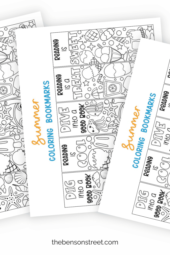 Free Printable Summer Bookmarks to Color: 5 Designs