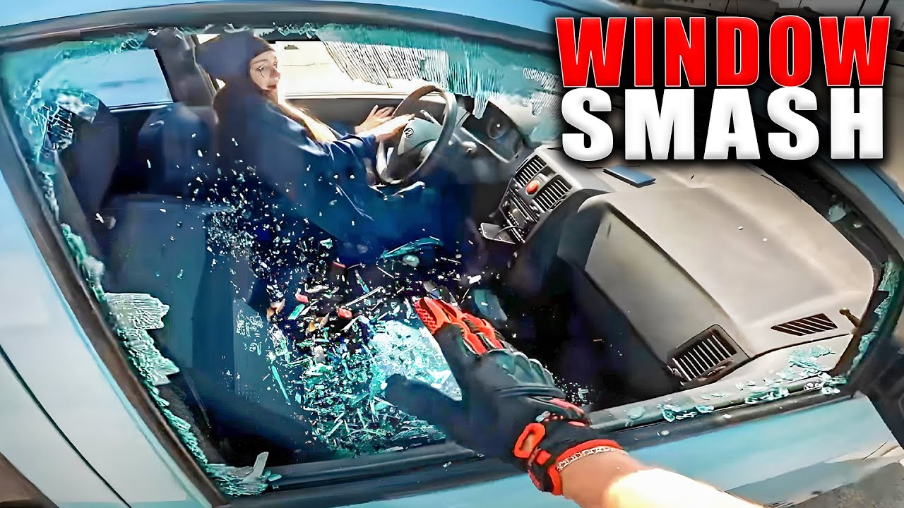 Biker Smashes Window!