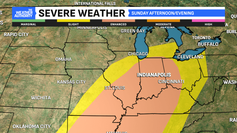 Rain arrives in central Indiana; Severe storm risk for Sunday