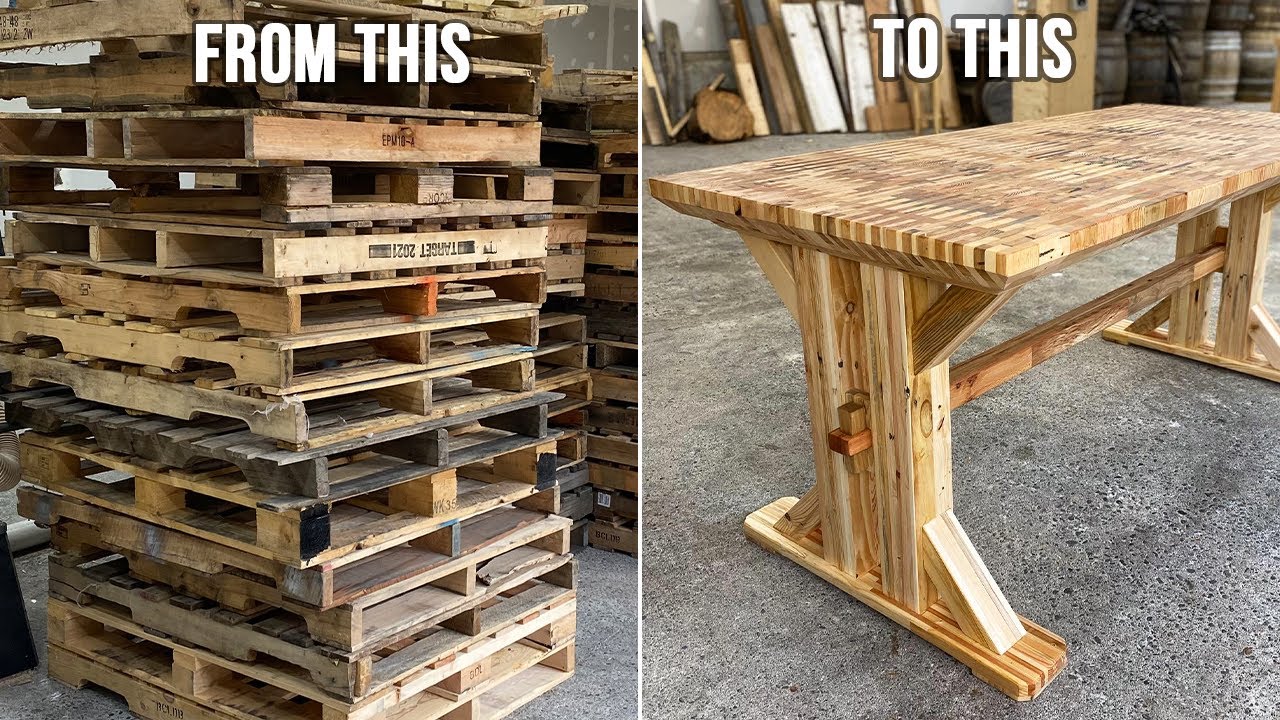 Dining Table Made Entirely from Pallets - UpCycling Project