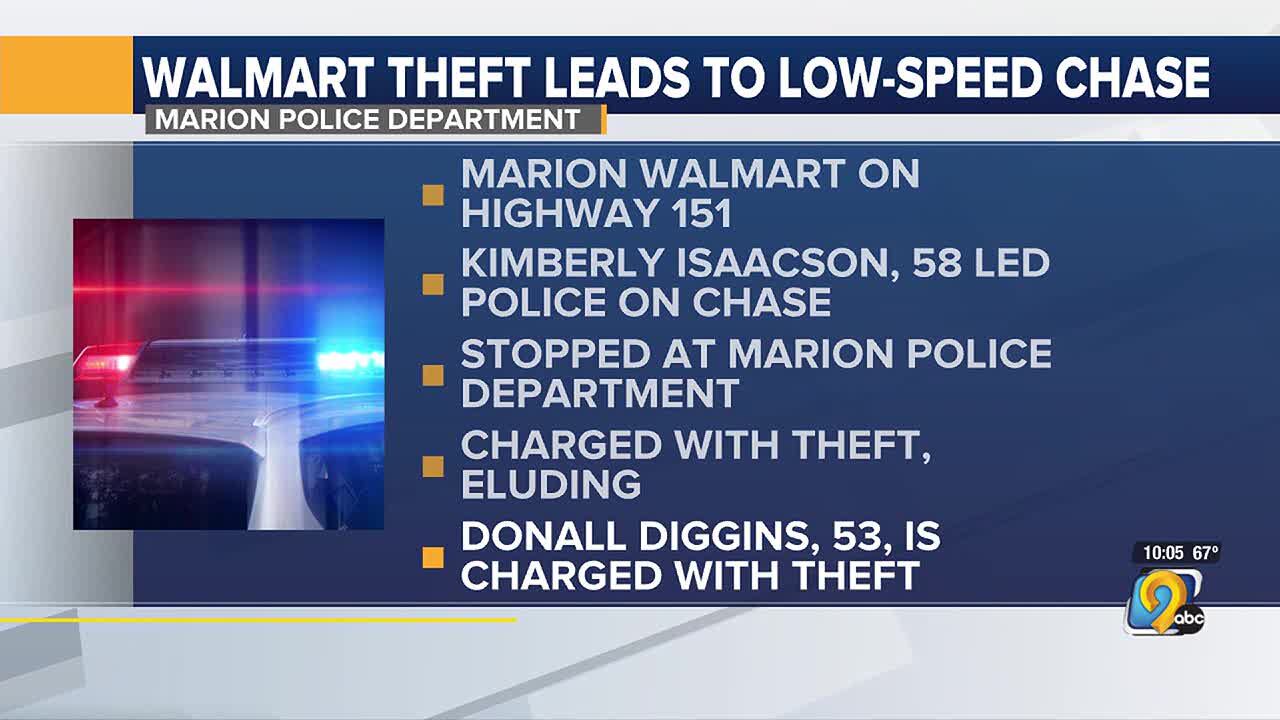 Theft and low-speed police chase in Marion