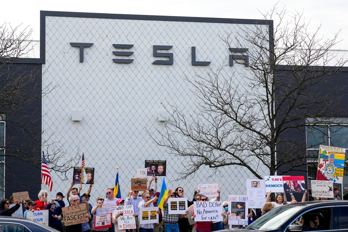 Saturday protests target Trump, Musk at Tesla locations across US: See ...