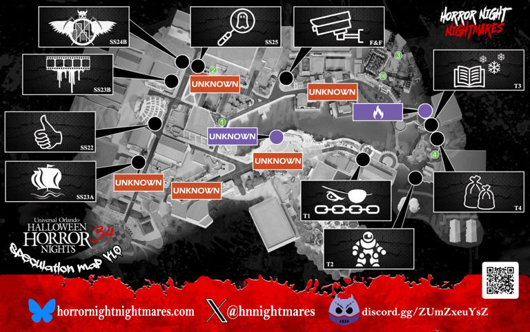 New Speculation Map for Halloween Horror Nights 34 in Orlando Hints at ...
