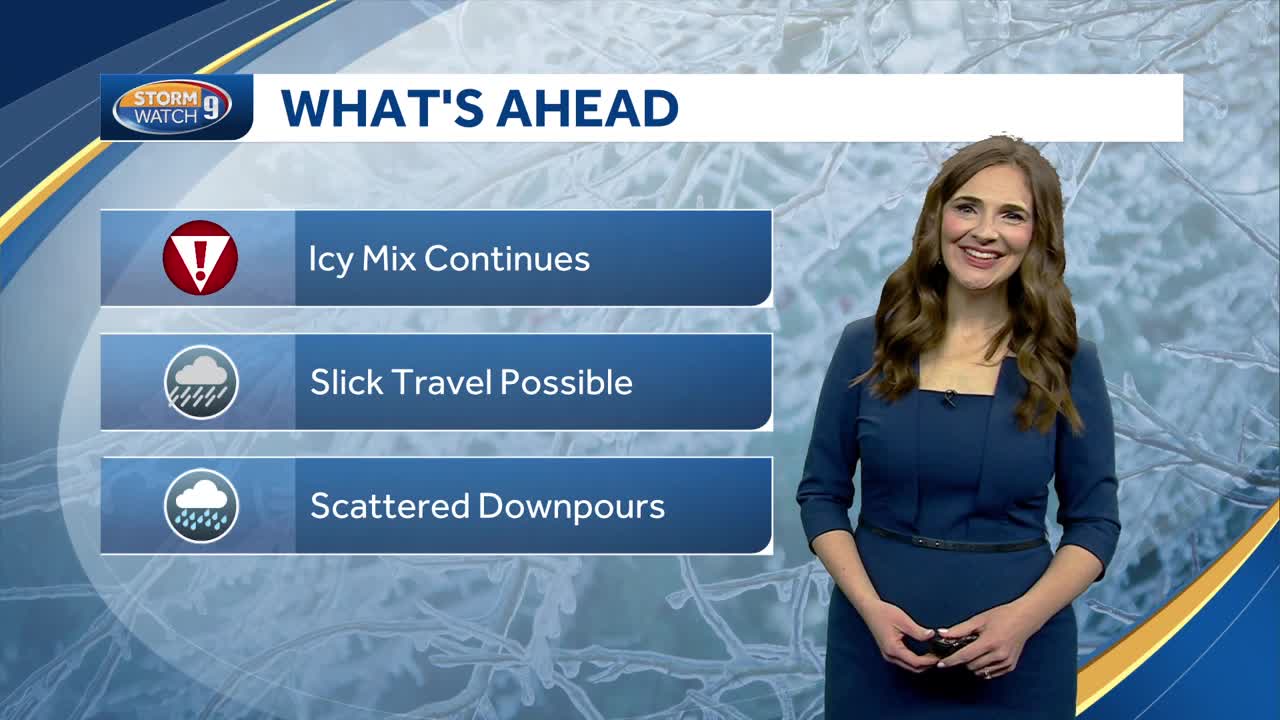 Video: Icy mix making for messy before more rain arrives