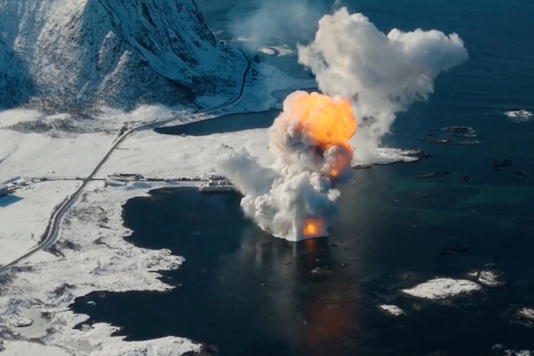 Watch: Rocket crashes into sea moments after launch in Norway