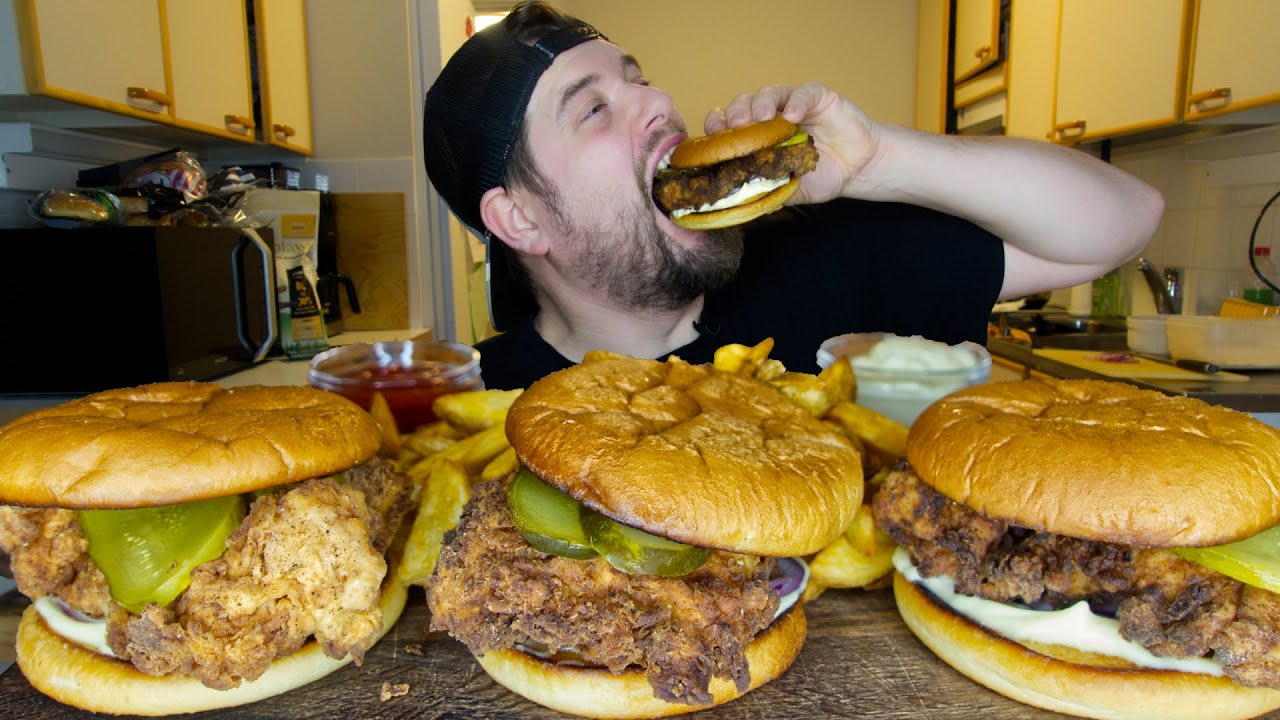 Fried Chicken Sandwiches ASMR Mukbang | Dave Kay ASMR