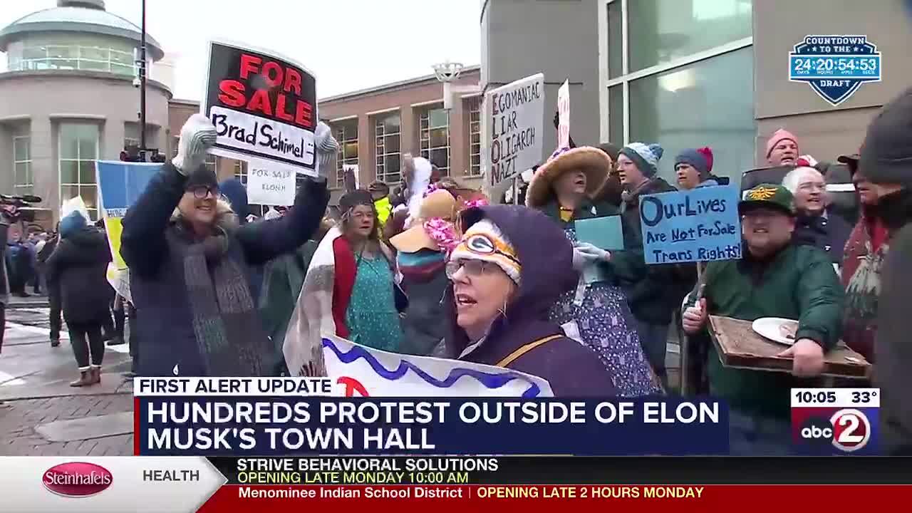 Protests held in Green Bay outside of Elon Musk's town hall ahead of ...