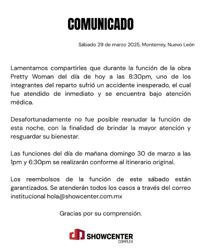 Actriz Eva Gary cae de escenario a dos metros de altura y cancelan obra ...