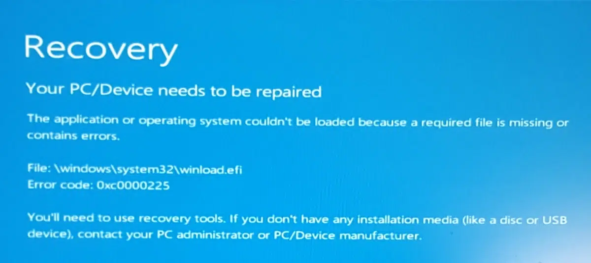 Cómo solucionar el error winload.efi en Windows paso a paso