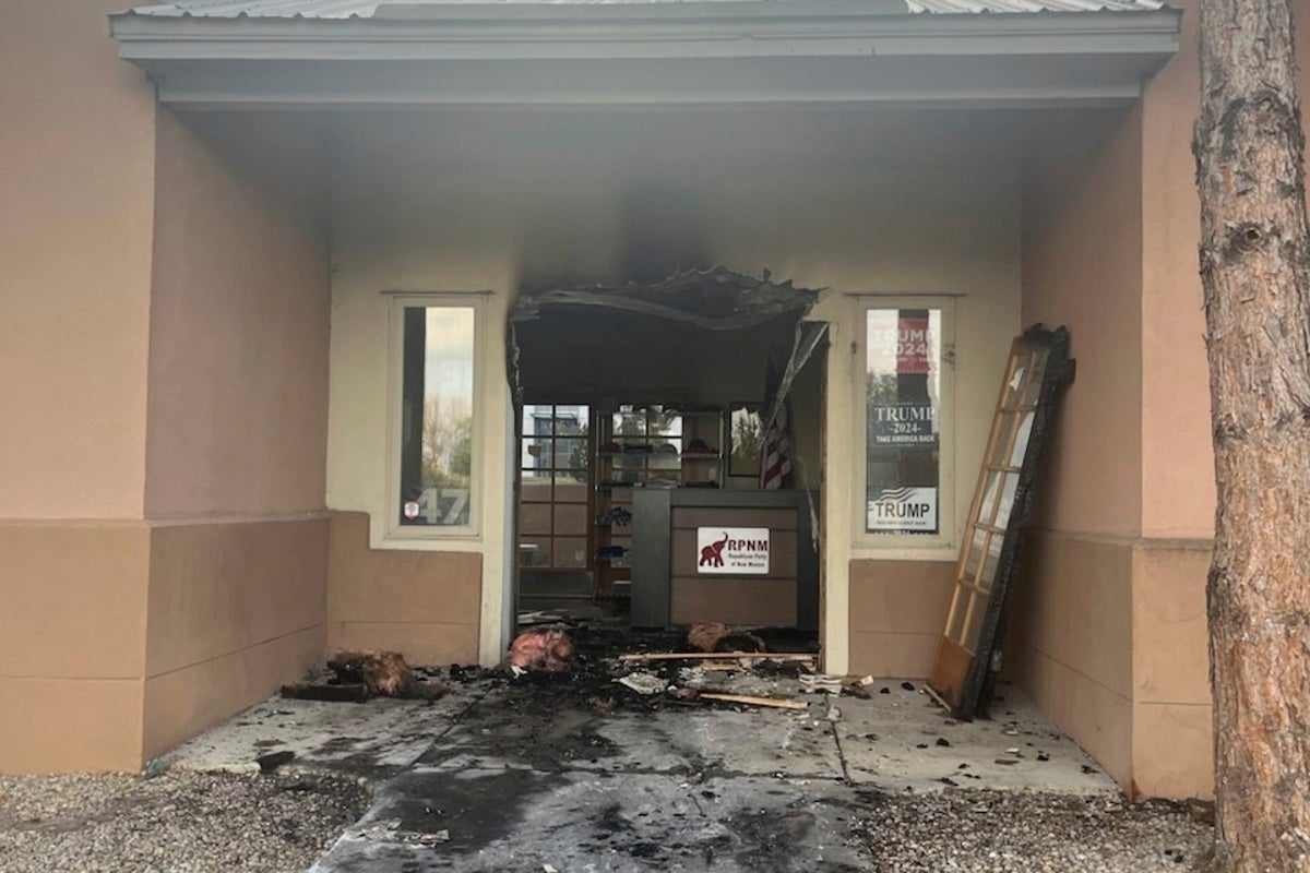 Authorities investigate fire that damaged entryway to New Mexico GOP ...