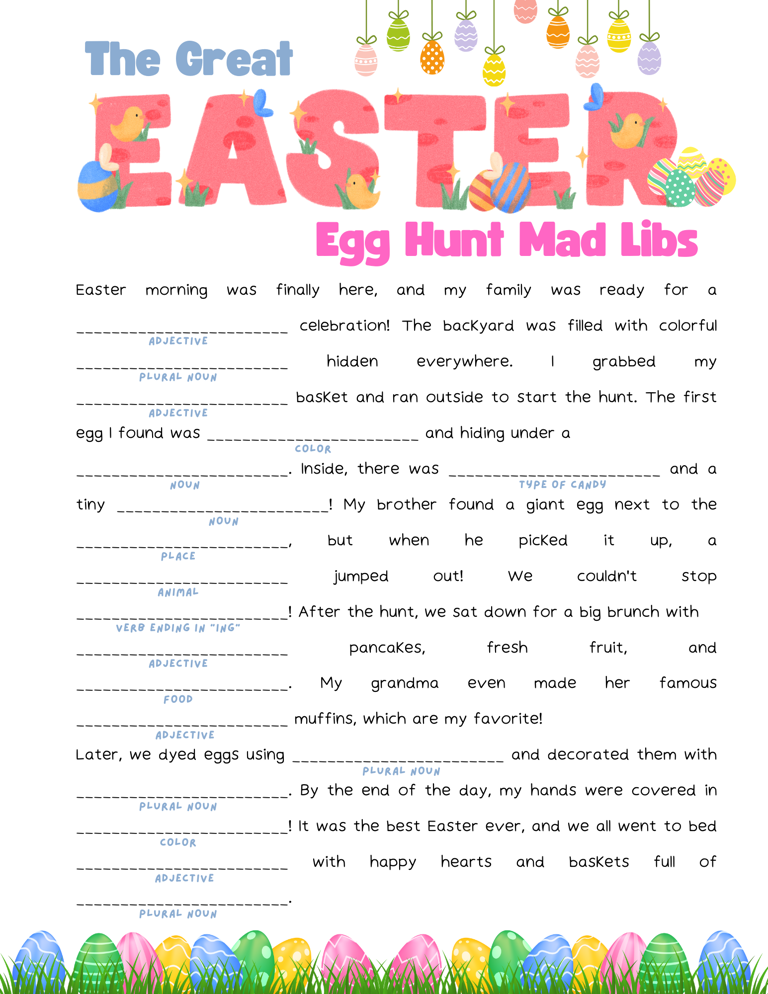 3 Free Easter Mad Libs Printable Games