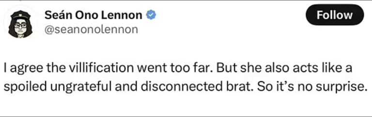 Sean Lennon becomes latest man to hit out at Snow White star Rachel Zegler