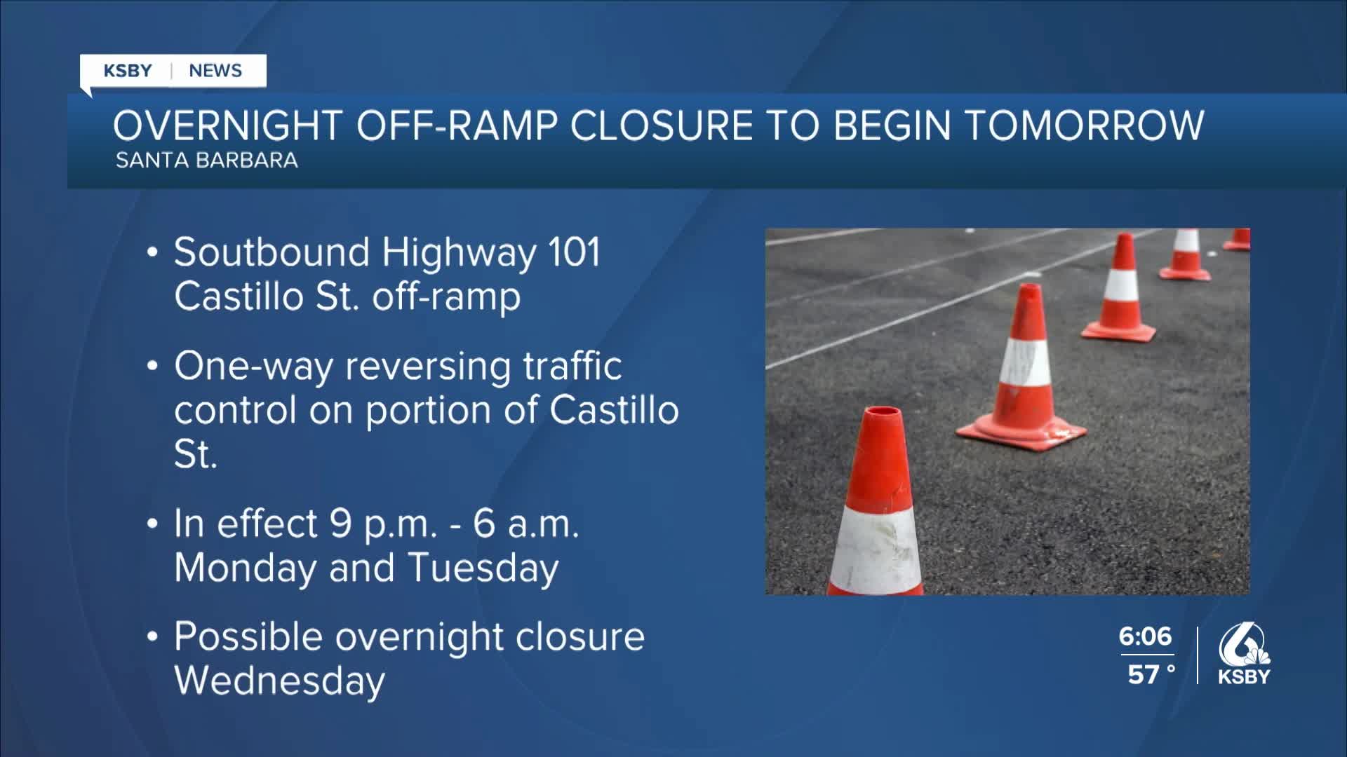 Hwy 101 off-ramp closure set to begin Monday
