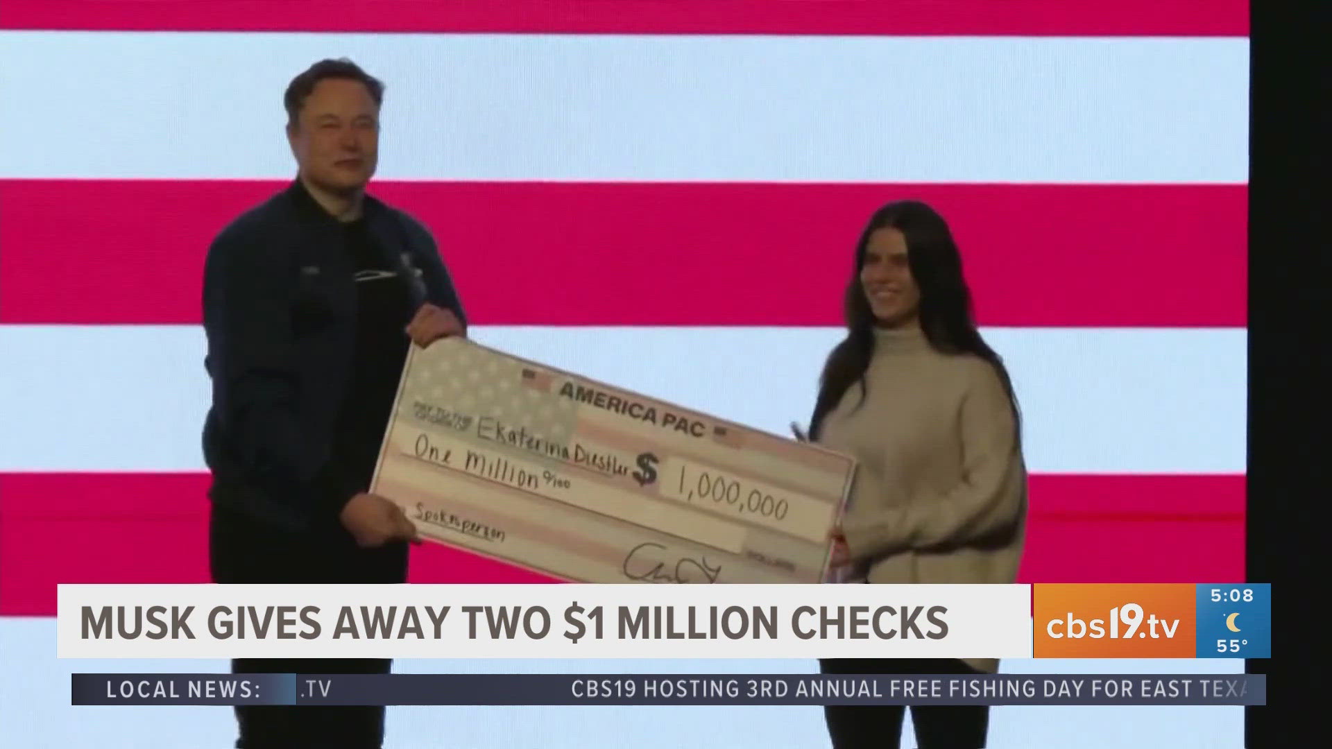 Elon Musk gives away two $1M checks